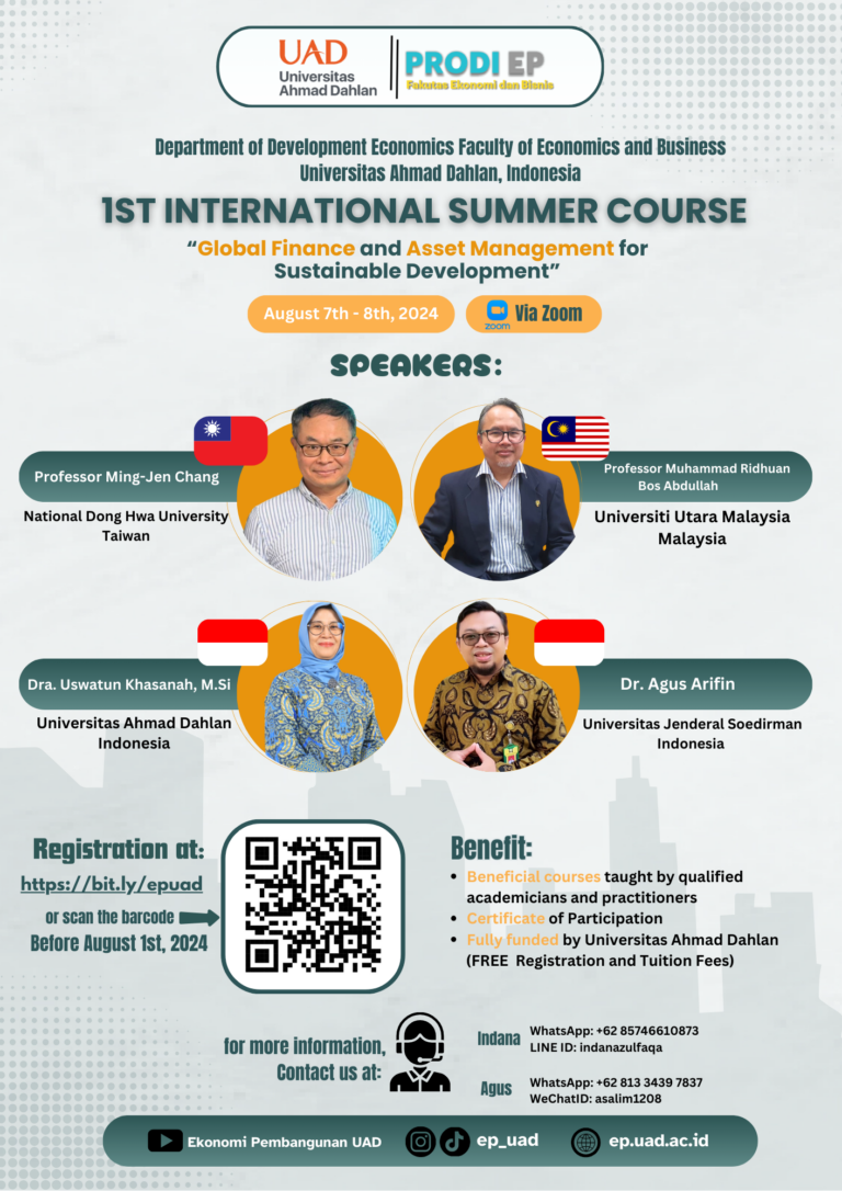 Call for Application: A Fully Funded & Certified International Summer Course - Ekonomi Pembangunan